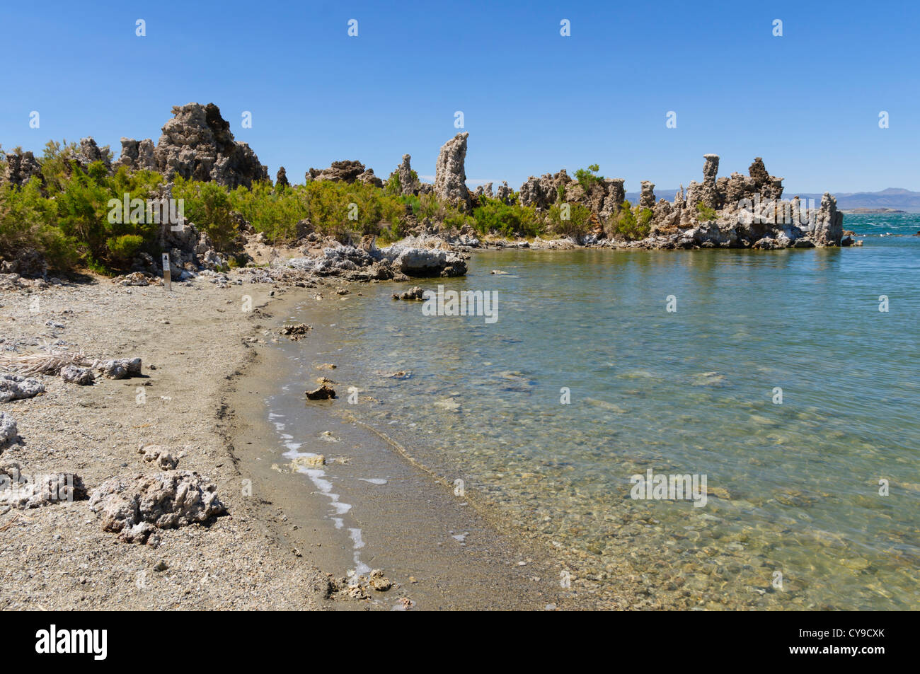 Mono Lake, South Tufa. Tufa rock formations created by underwater ...