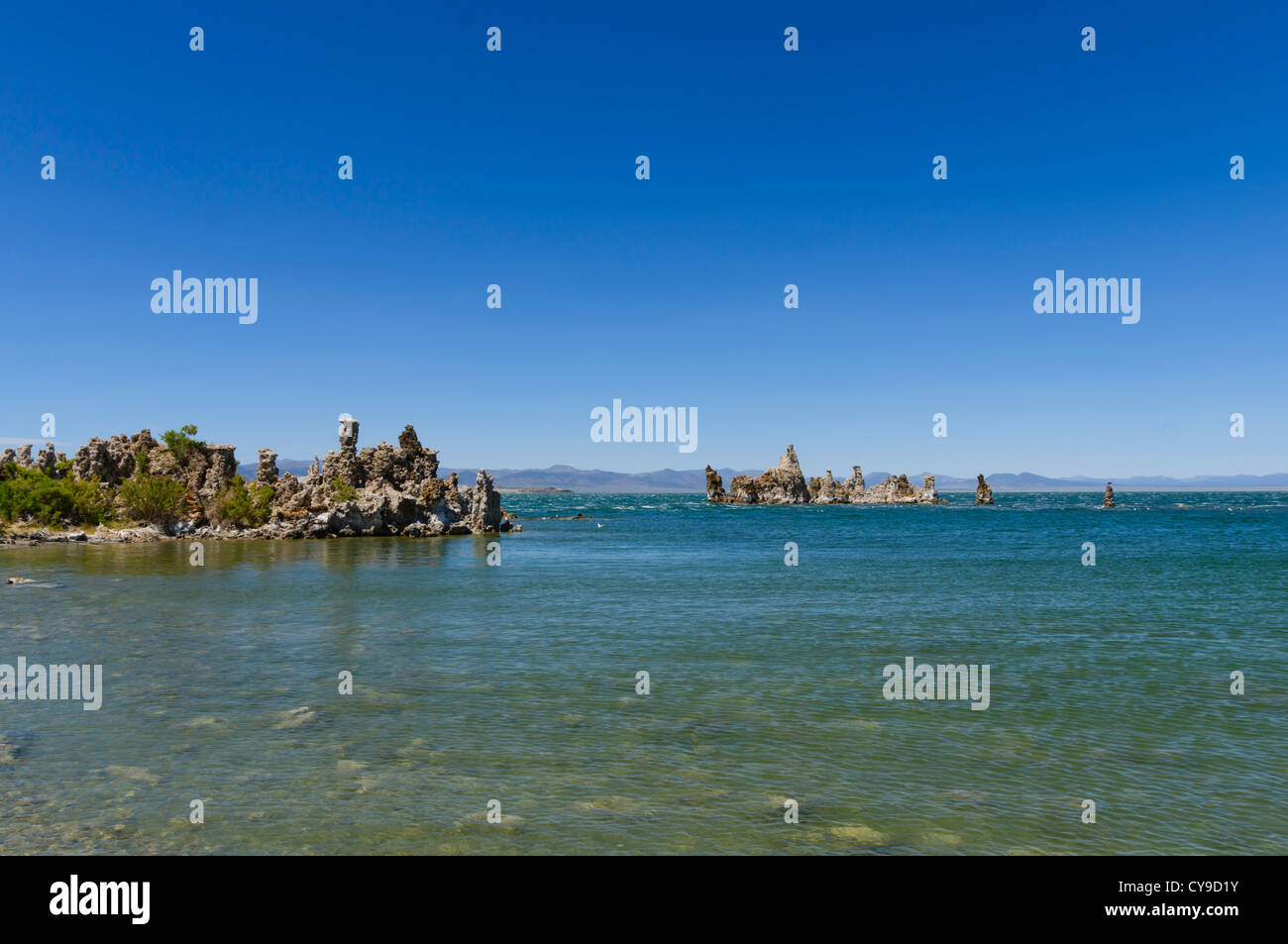 Mono Lake, South Tufa. Tufa rock formations created by underwater ...