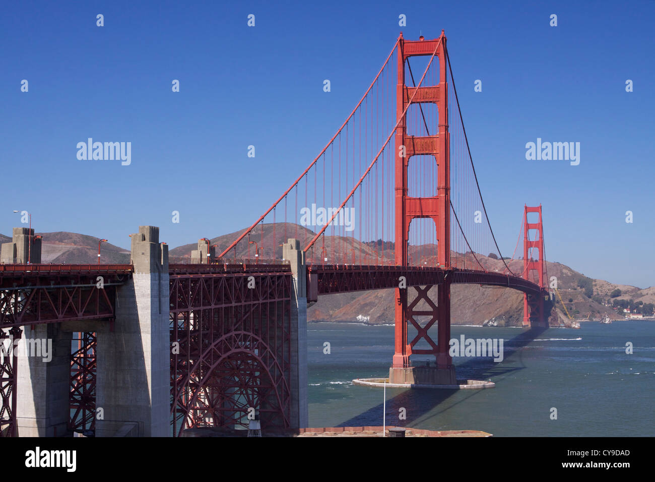Golden Gate Bridge, a 1.7 mile long steel suspension bridge spanning ...