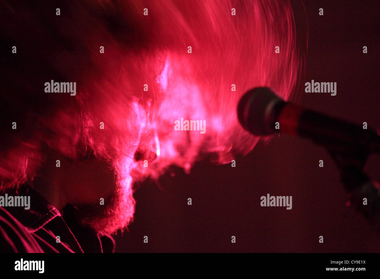 Lead singer of the Steampunk rock band Gladstone lets his hair down ...