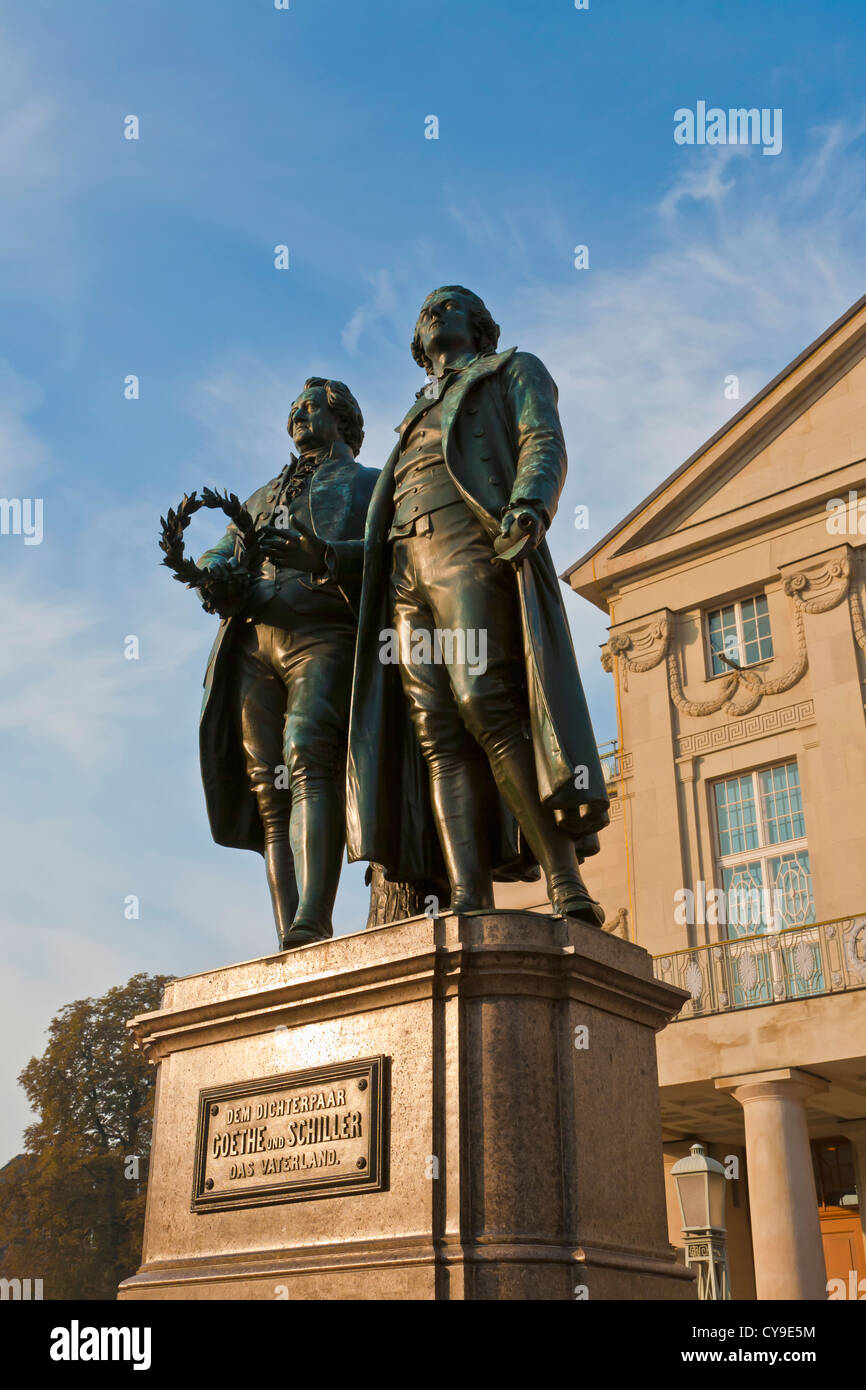 GOETHE AND SCHILLER MONUMENT IN FRONT OF DEUTSCHES NATIONALTHEATER ...