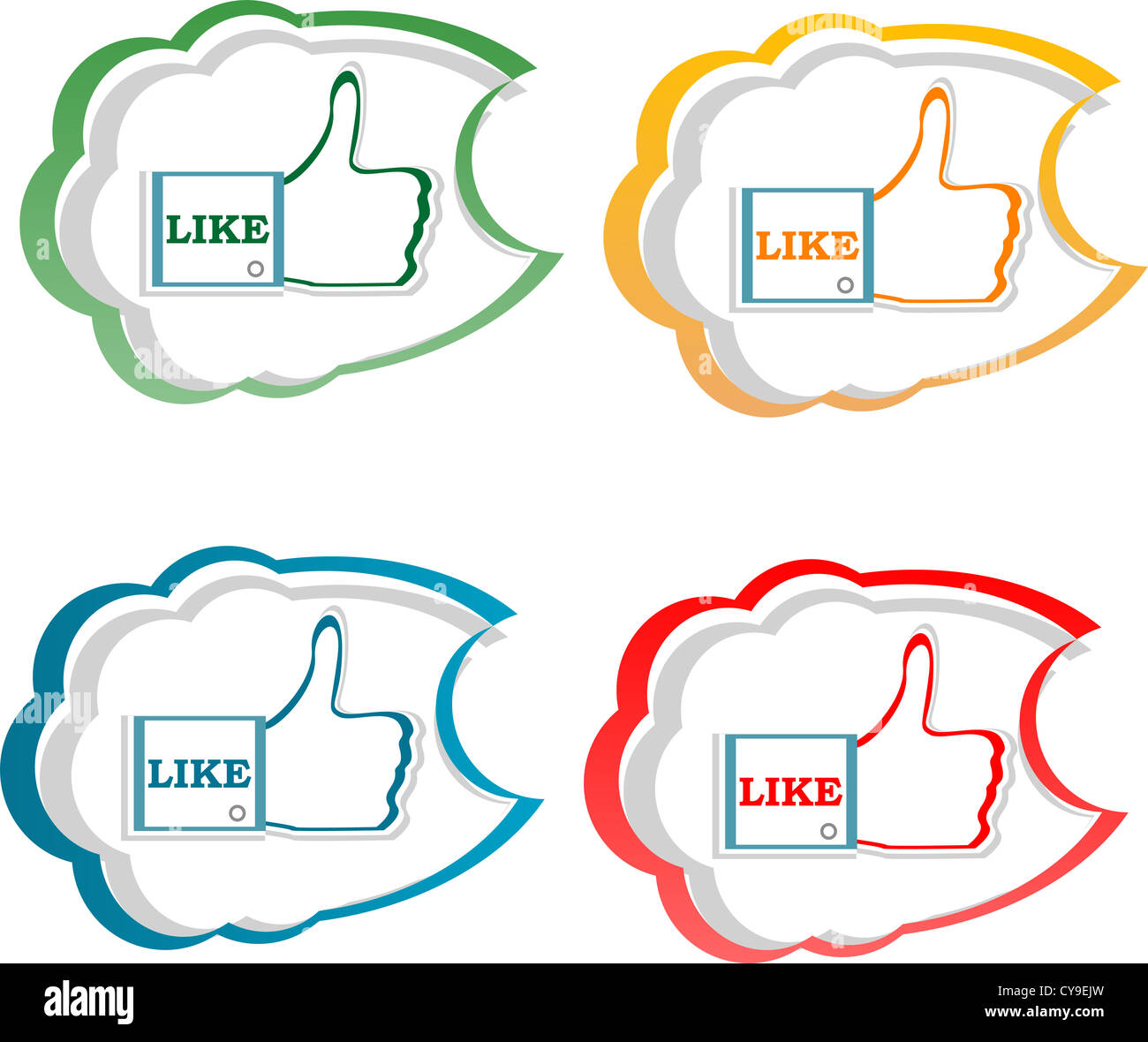 set of like stickers label with hands Stock Photo - Alamy