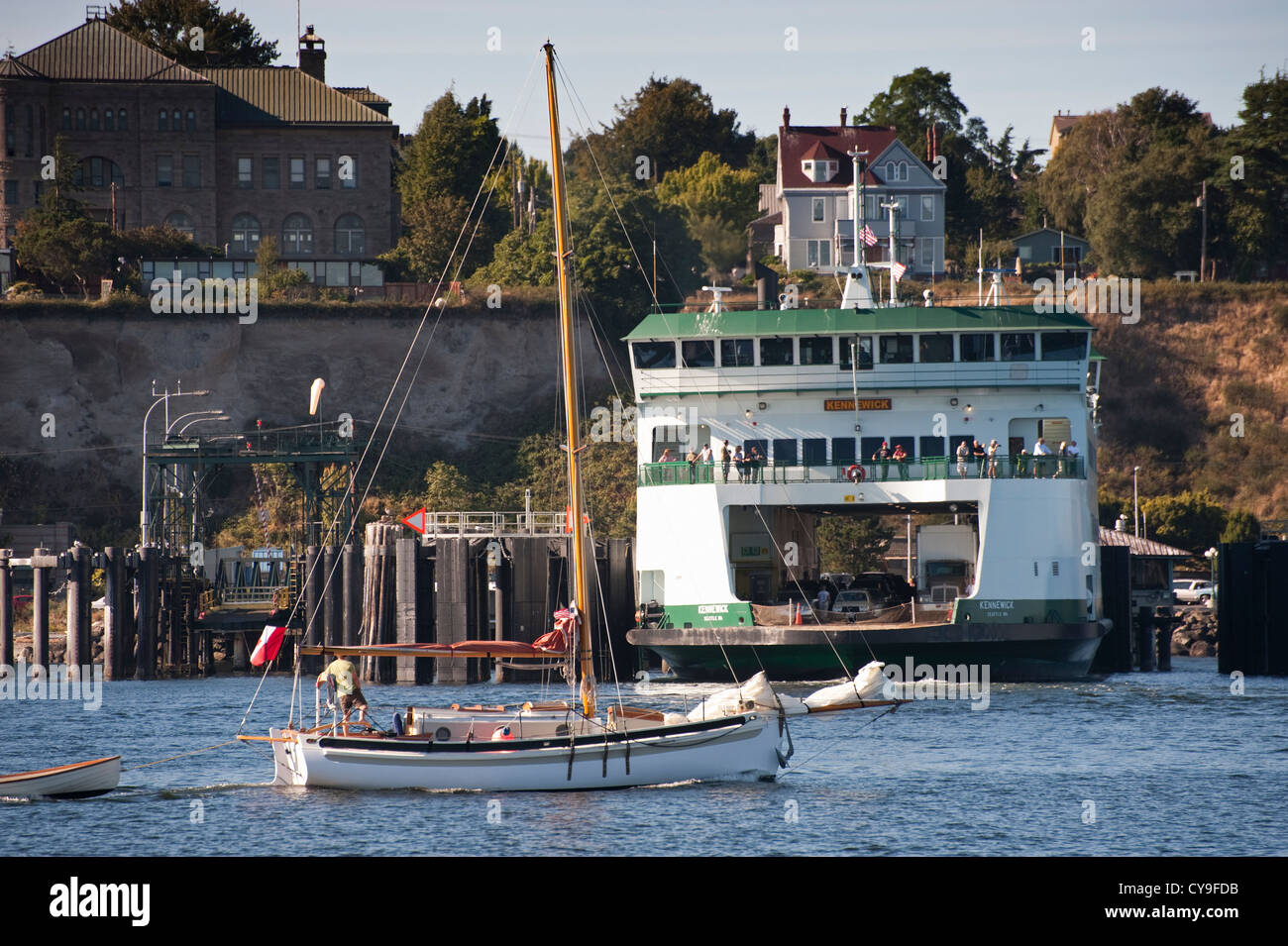 Washington State ferries dock at the historic seaport town of Port ...