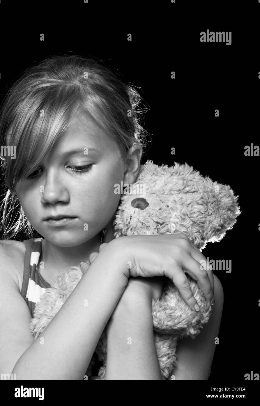 Child abuse emotion unhappy Black and White Stock Photos & Images - Alamy