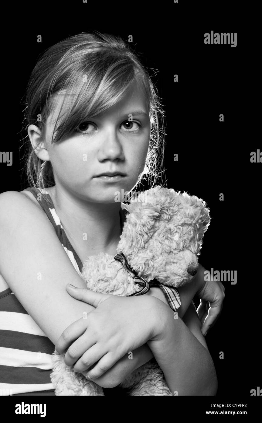 Unhappy depressed loneliness sad Black and White Stock Photos & Images ...