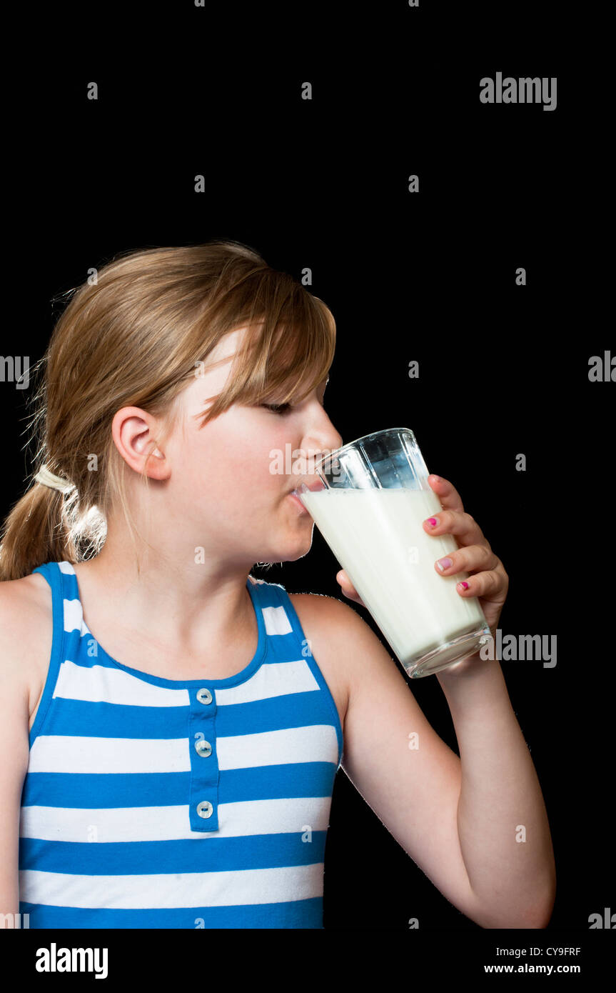Child drinking milk Stock Photo - Alamy