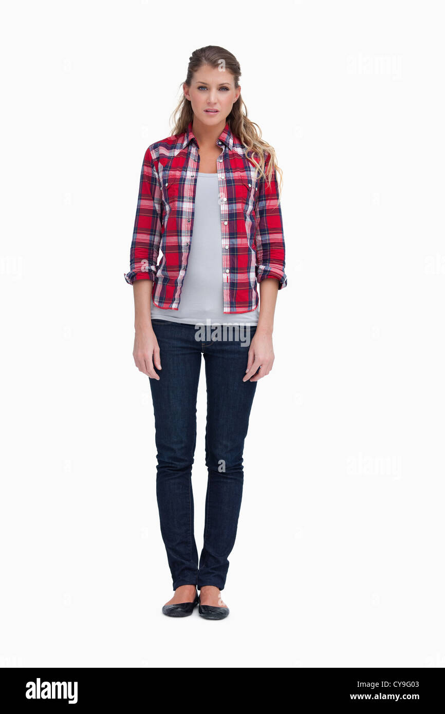 Portrait of a young woman standing up Stock Photo - Alamy