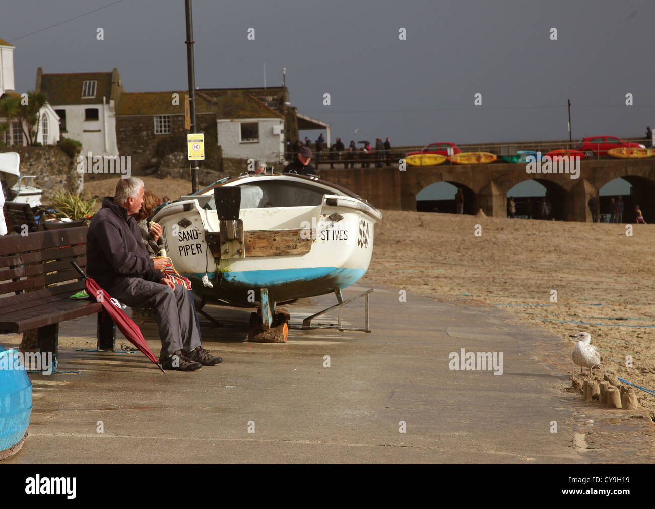 A wet day in St Ives Cornwall, England UK October 2012 Stock Photo - Alamy