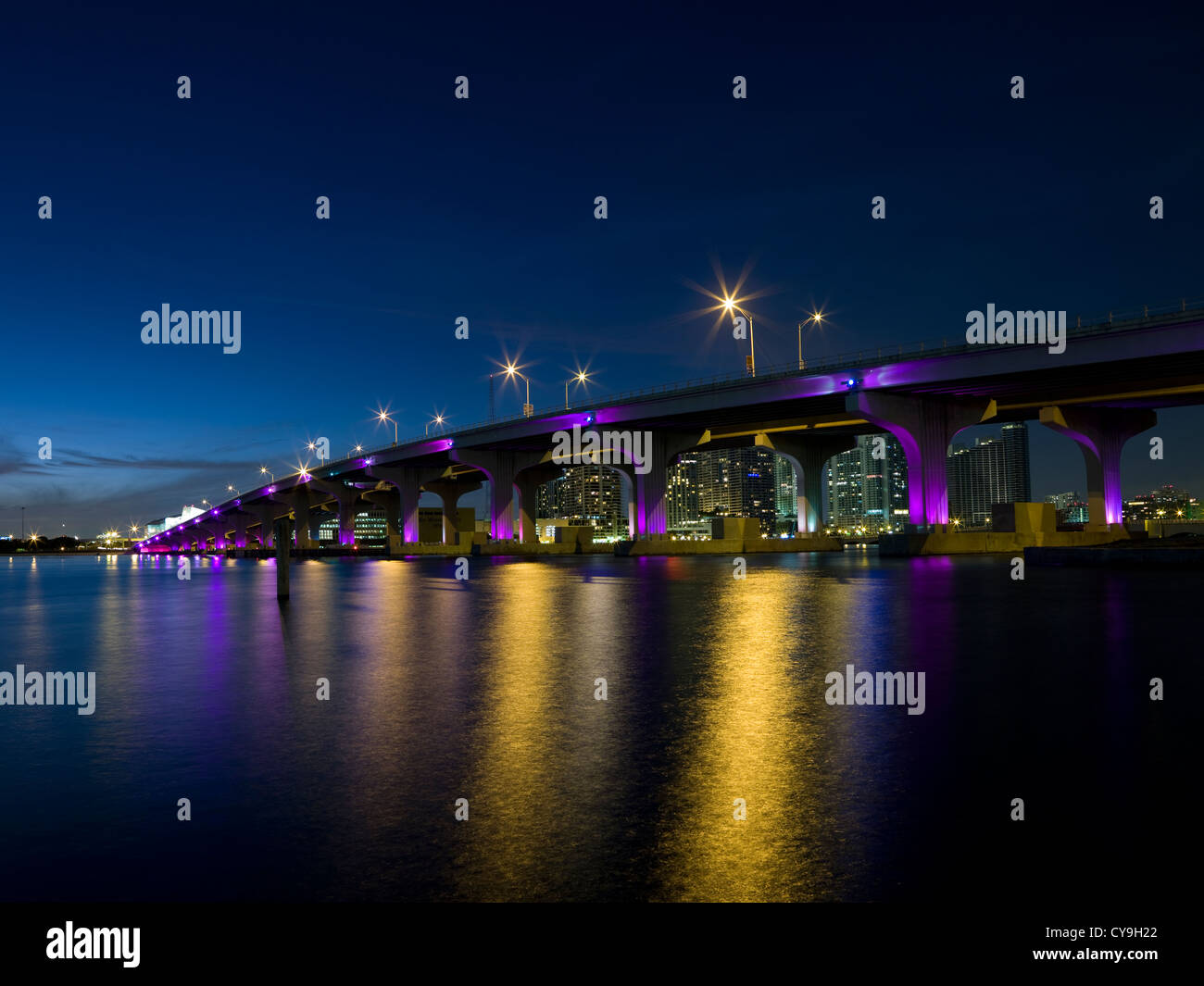 Miami Bridge At Night
