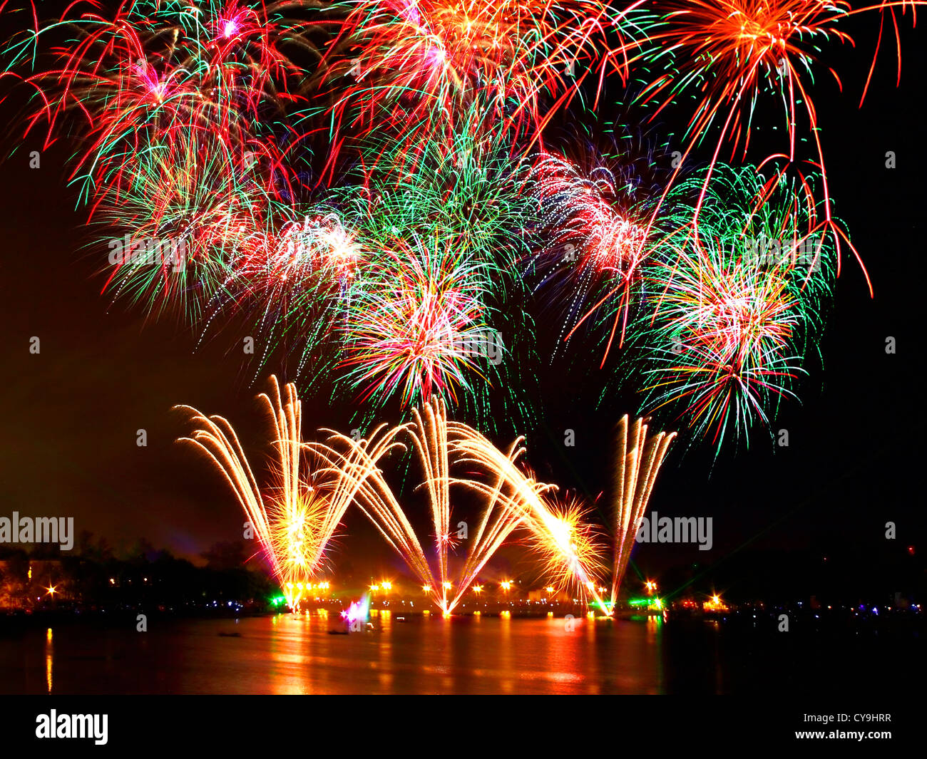 fireworks over water Stock Photo - Alamy