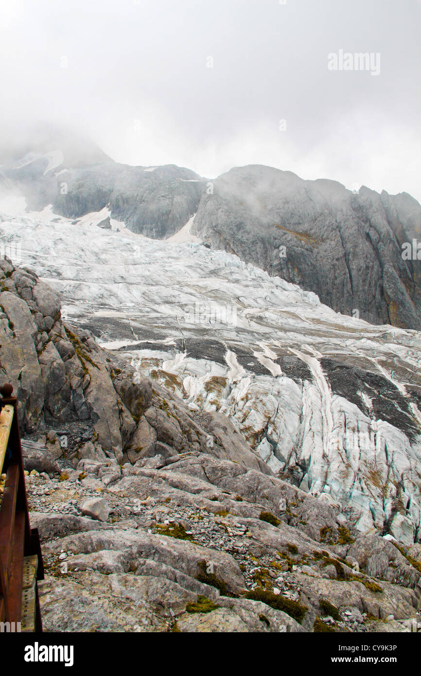 Ice blocks with cracks on top of Snow Dragon Mountain at Lijiang ...