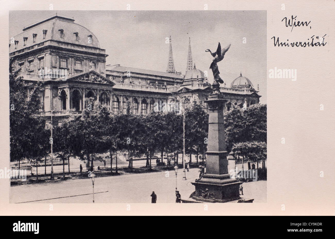 The university of Vienna in an old postcard Stock Photo - Alamy