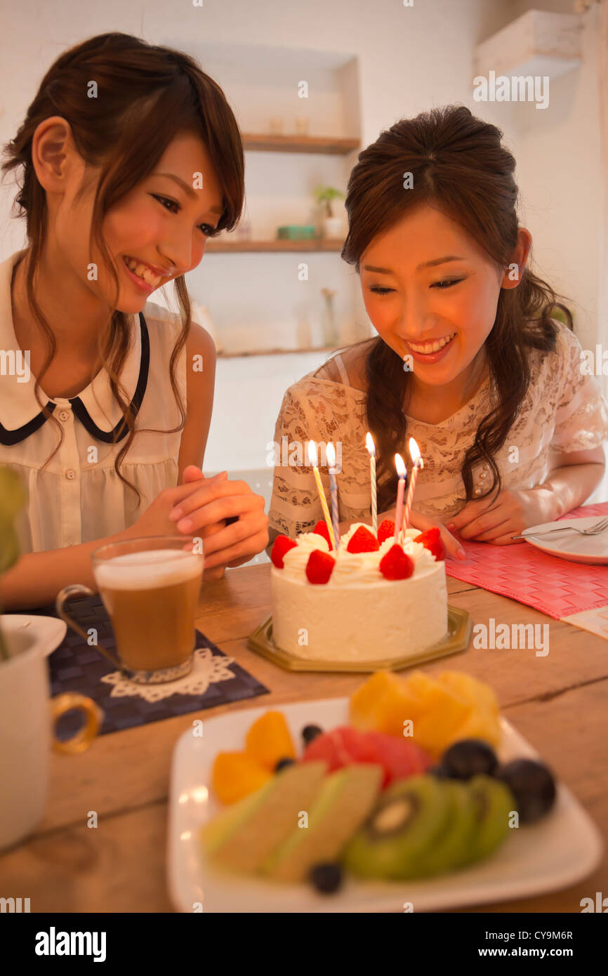 Two women enjoying birthday hi-res stock photography and images - Alamy