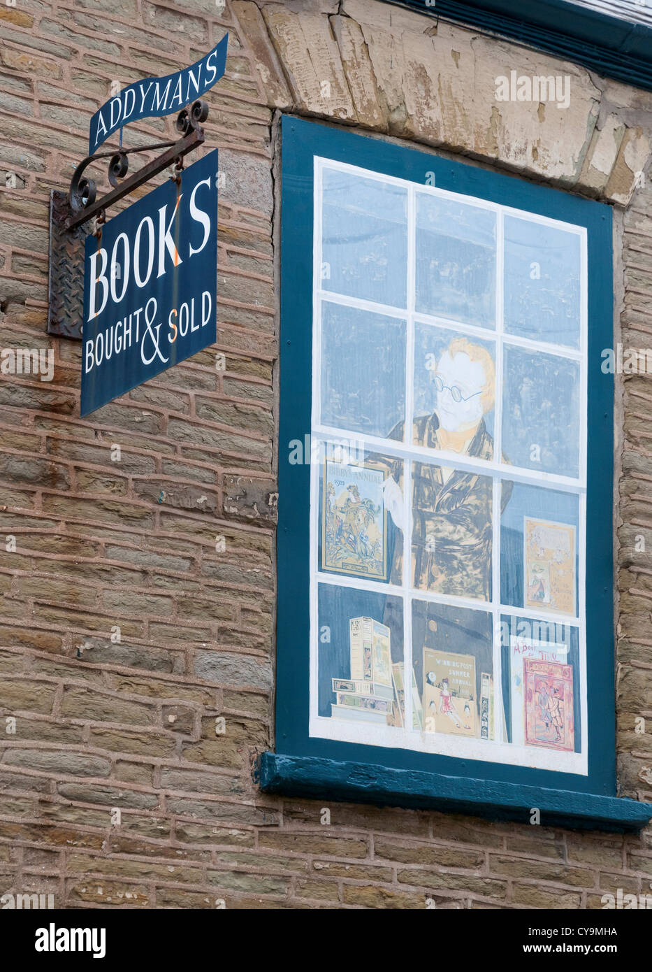 Wales, Hay-on-Wye, bookshop sign Stock Photo - Alamy