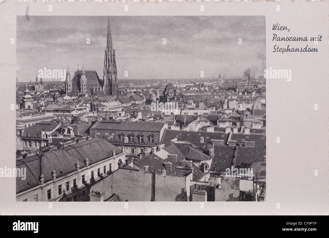 a panorama of Vienna in an old postcard Stock Photo - Alamy