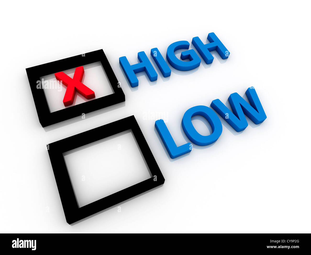 High and Low letters - 3d concept illustration Stock Photo - Alamy