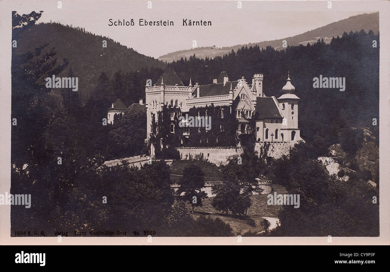 the castle of Eberstein in an old postcard Stock Photo - Alamy