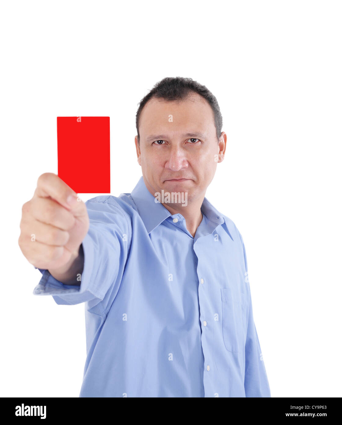 Young businessman is showing a red card Stock Photo - Alamy