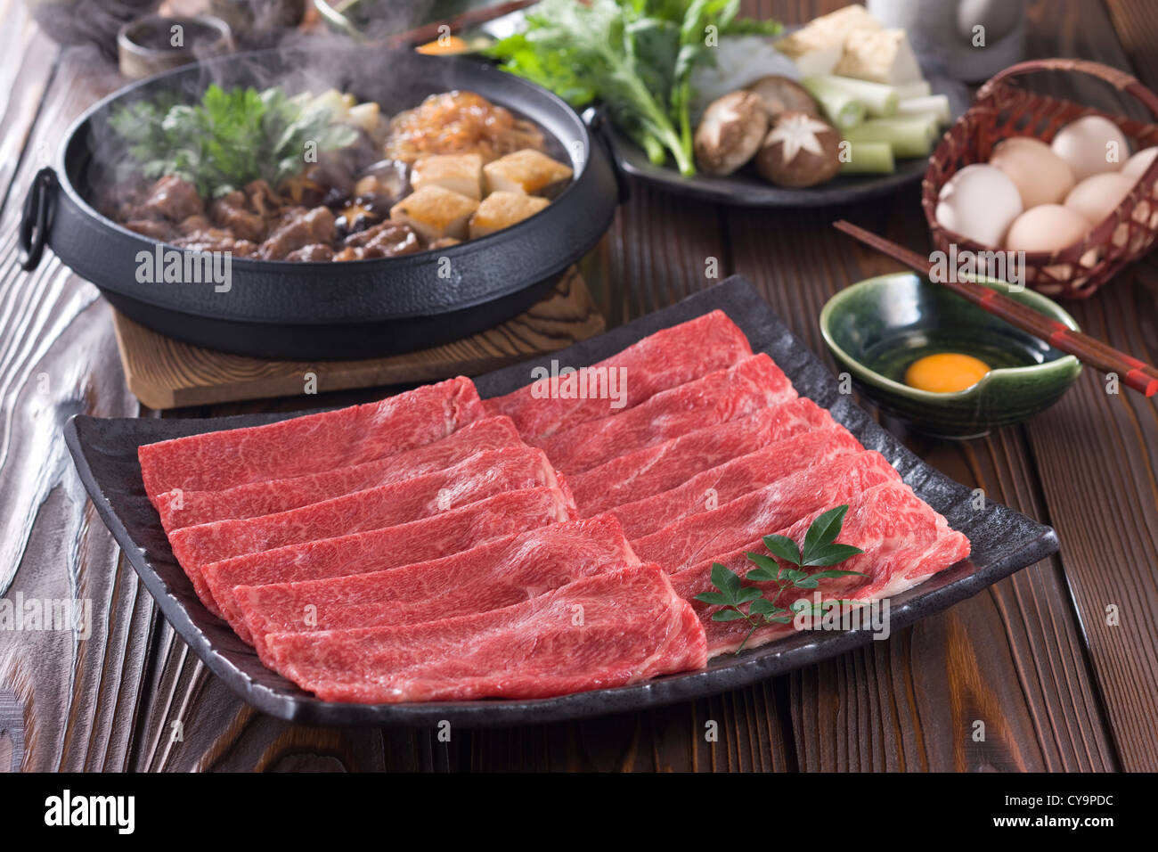 Meat for Sukiyaki Stock Photo - Alamy