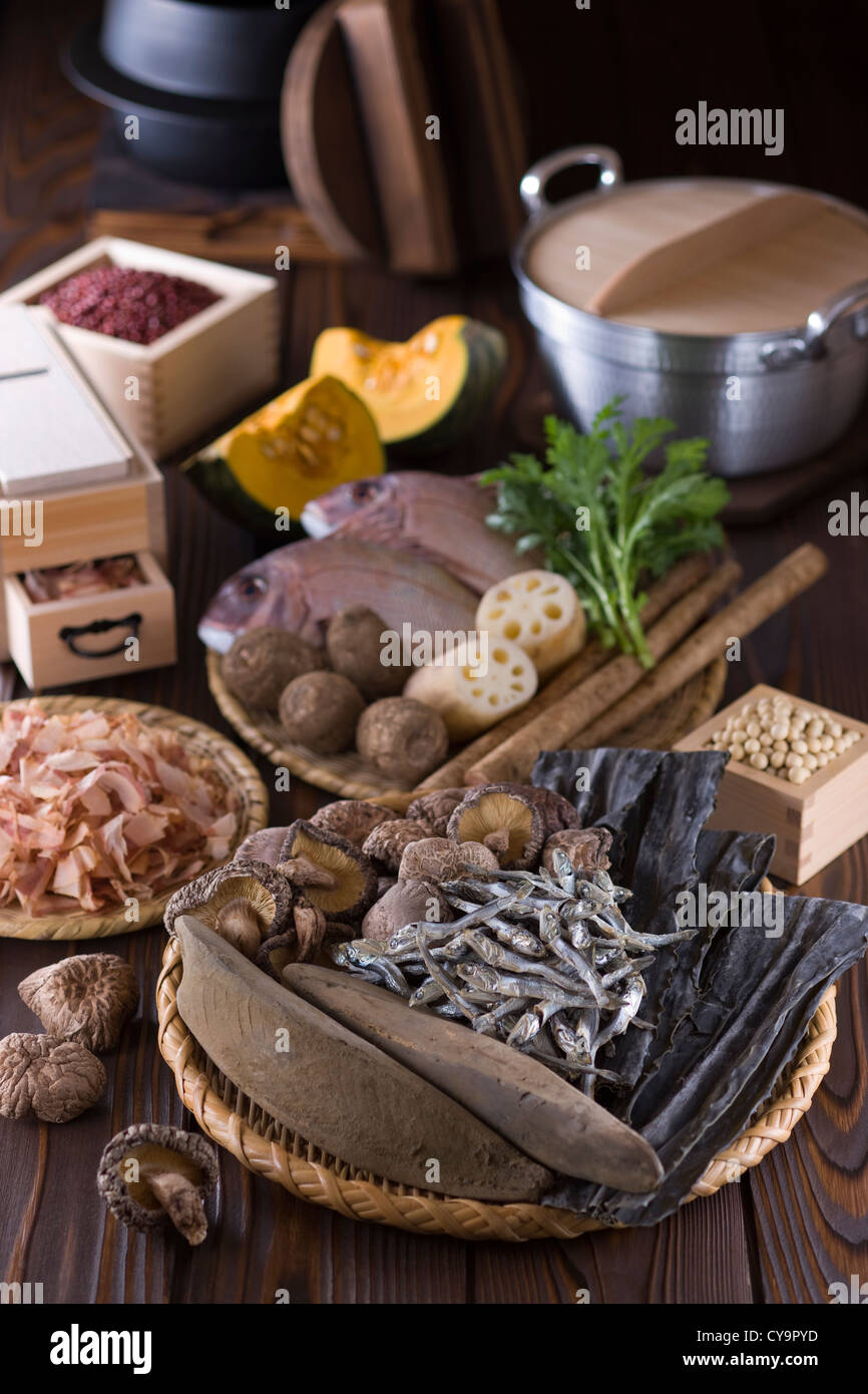 Ingredients of Traditional Japanese Food Stock Photo - Alamy