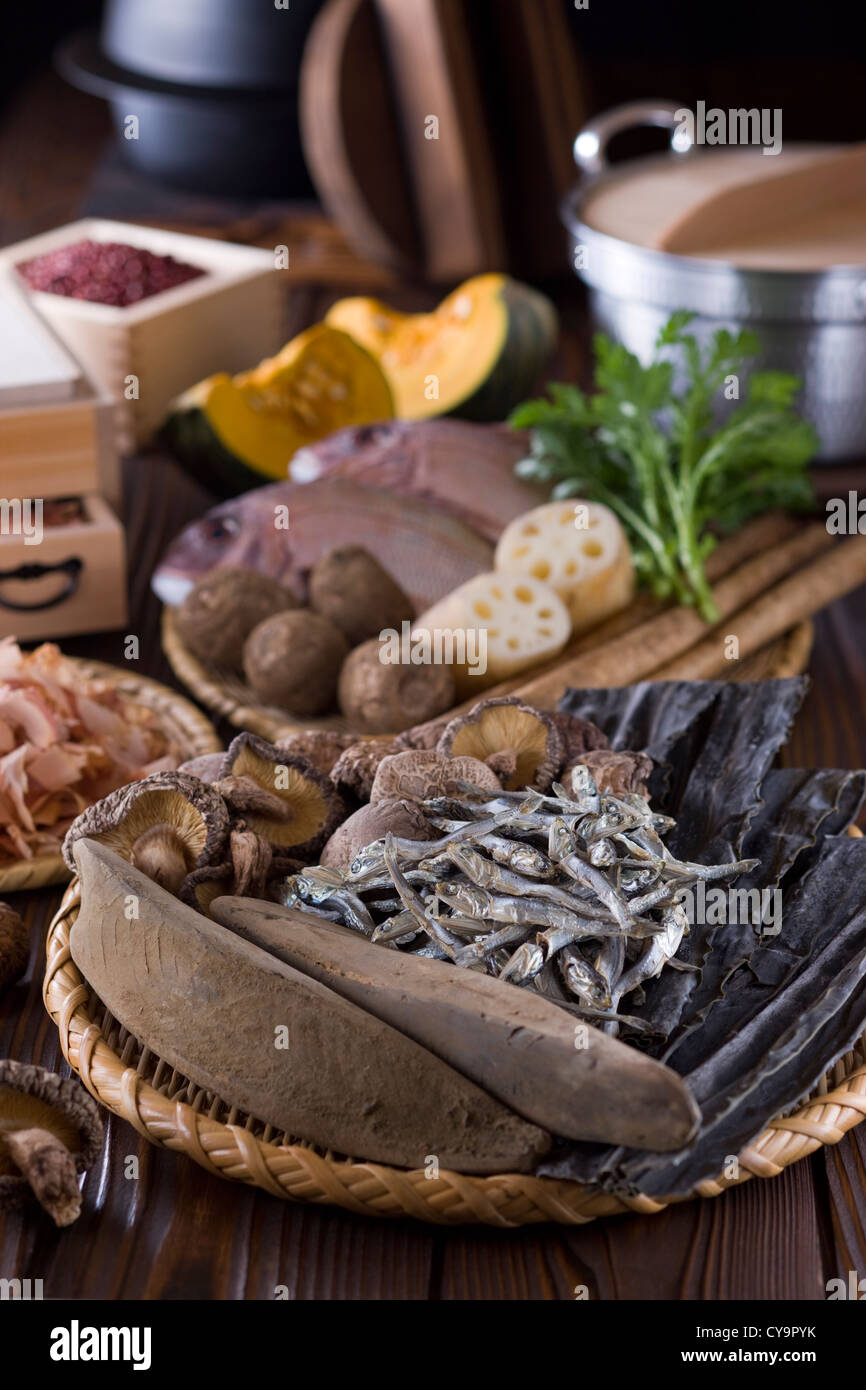 Ingredients of Traditional Japanese Food Stock Photo - Alamy