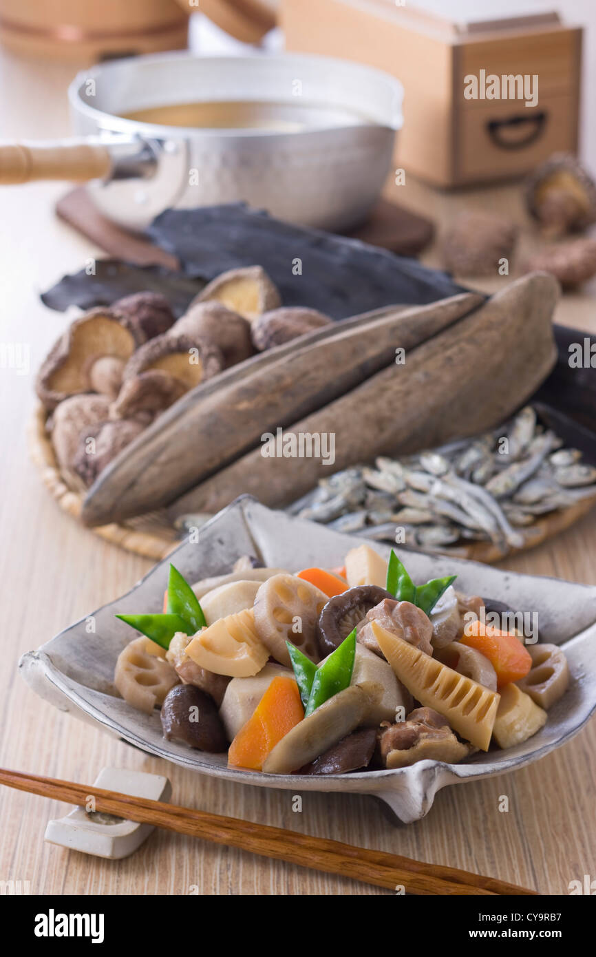 Nishime and Ingredients of Dashi Stock Photo - Alamy