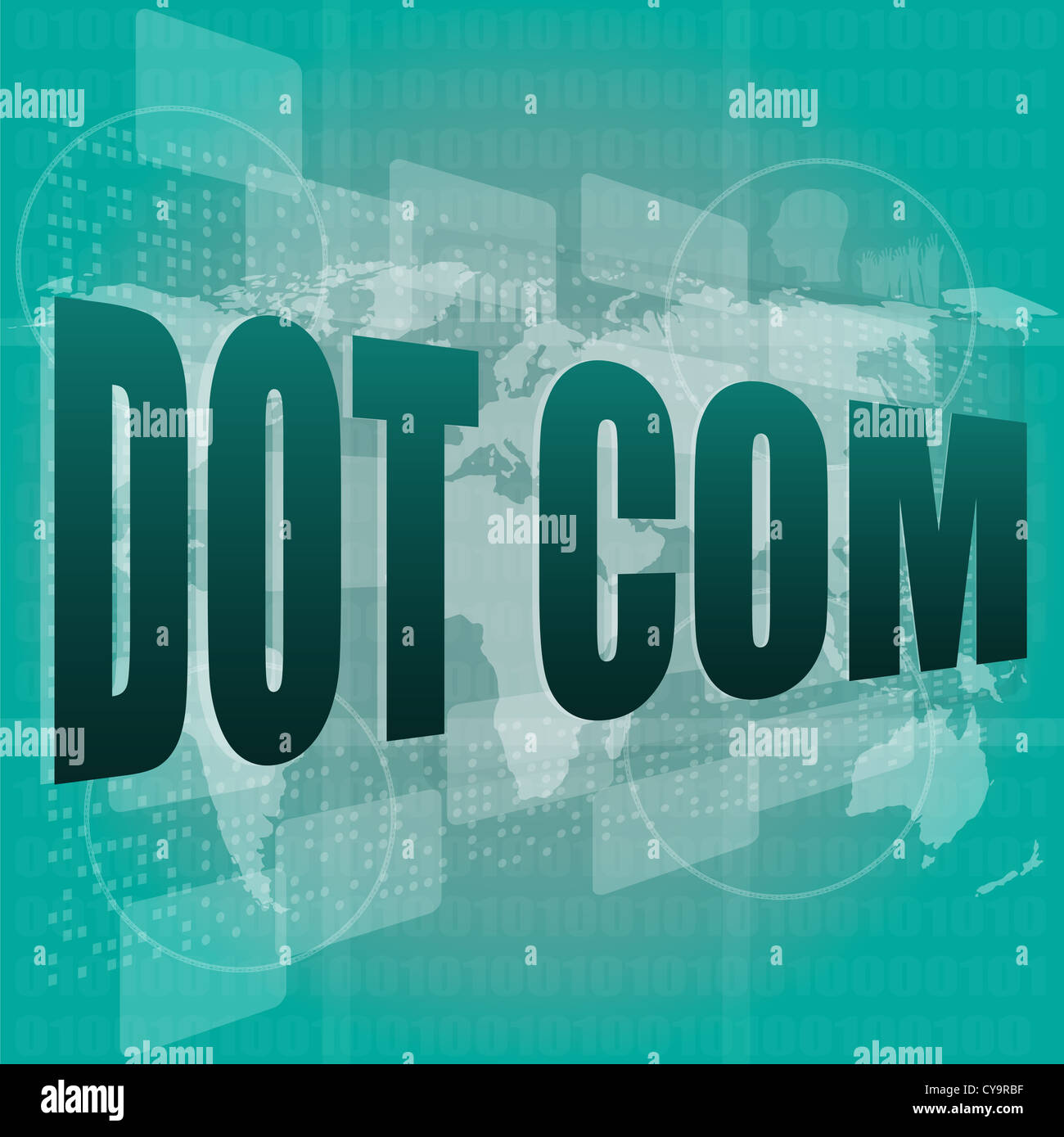 words dot com on digital screen, information technology concept Stock ...