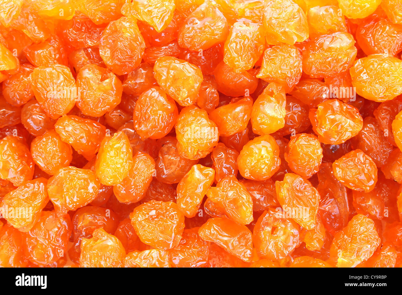 Dried yellow cherries close up picture Stock Photo - Alamy