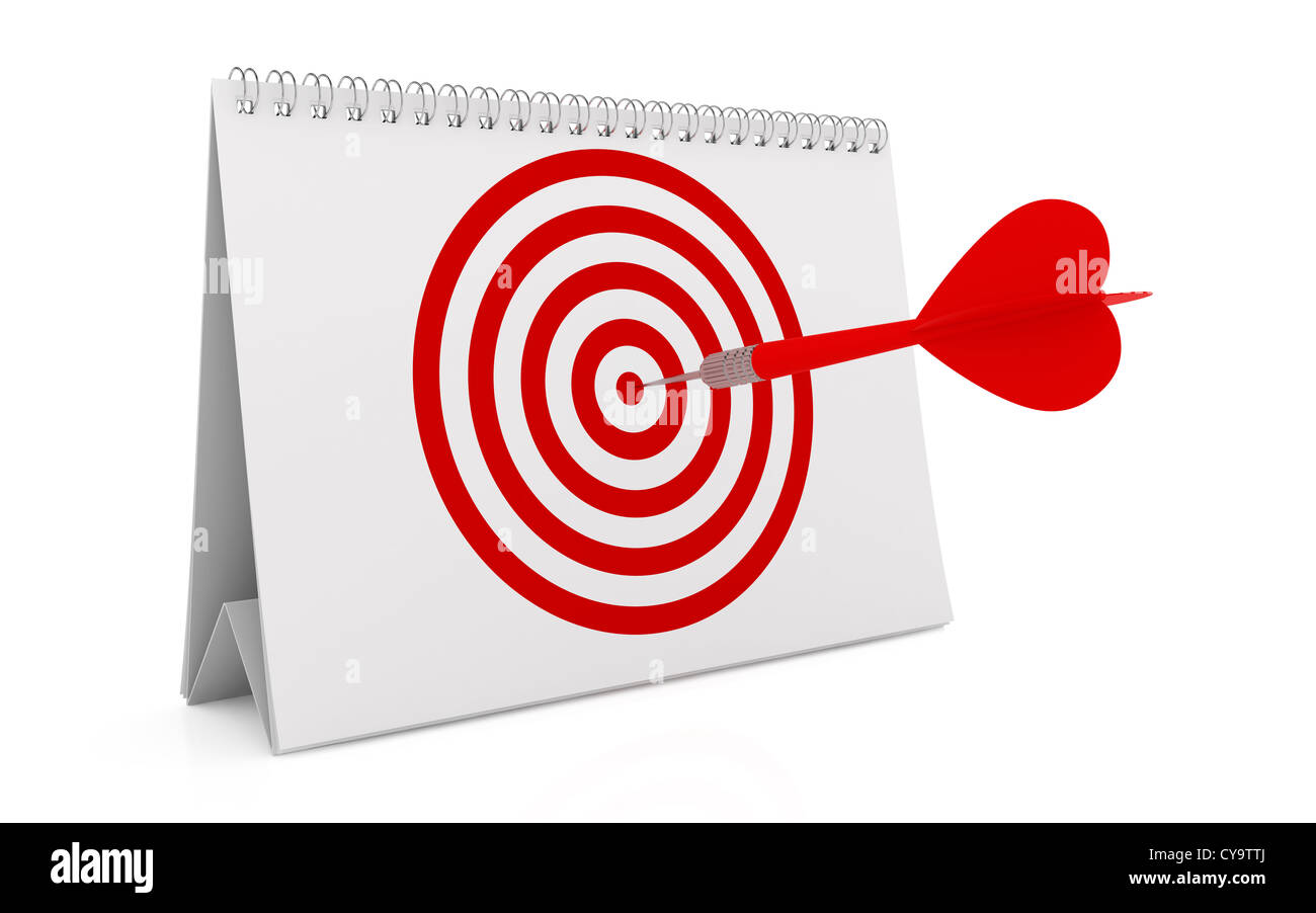 3d render of darts with target on the calendar Stock Photo - Alamy