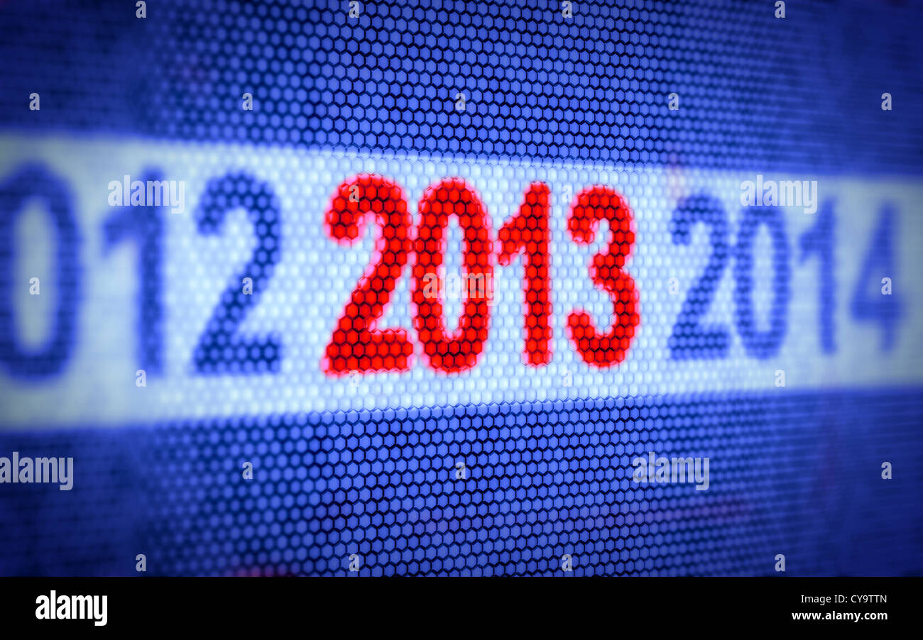 3d illustration od digital display with red 2013 Year Stock Photo - Alamy