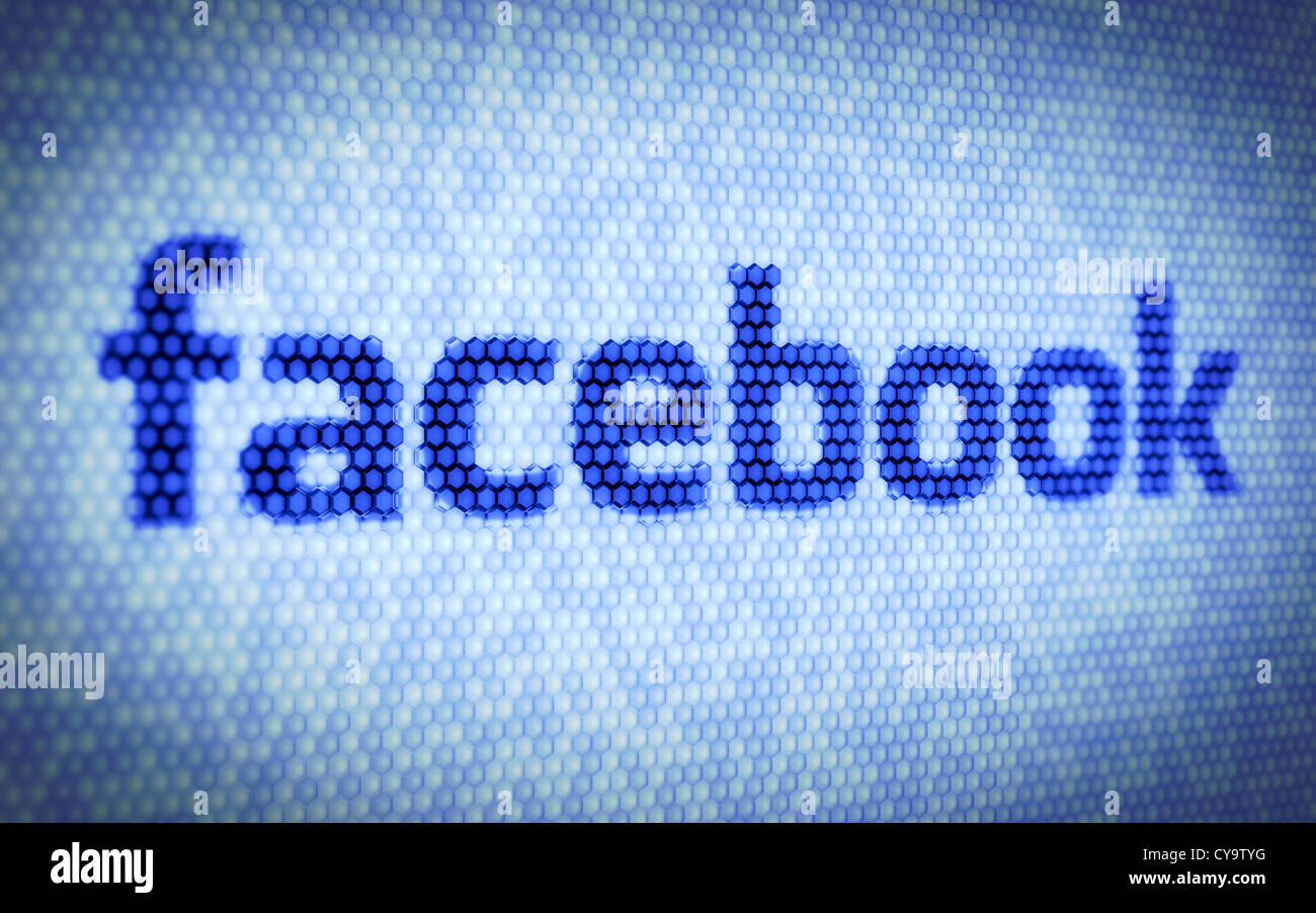 3d illustration of facebook text on computer screen Stock Photo - Alamy