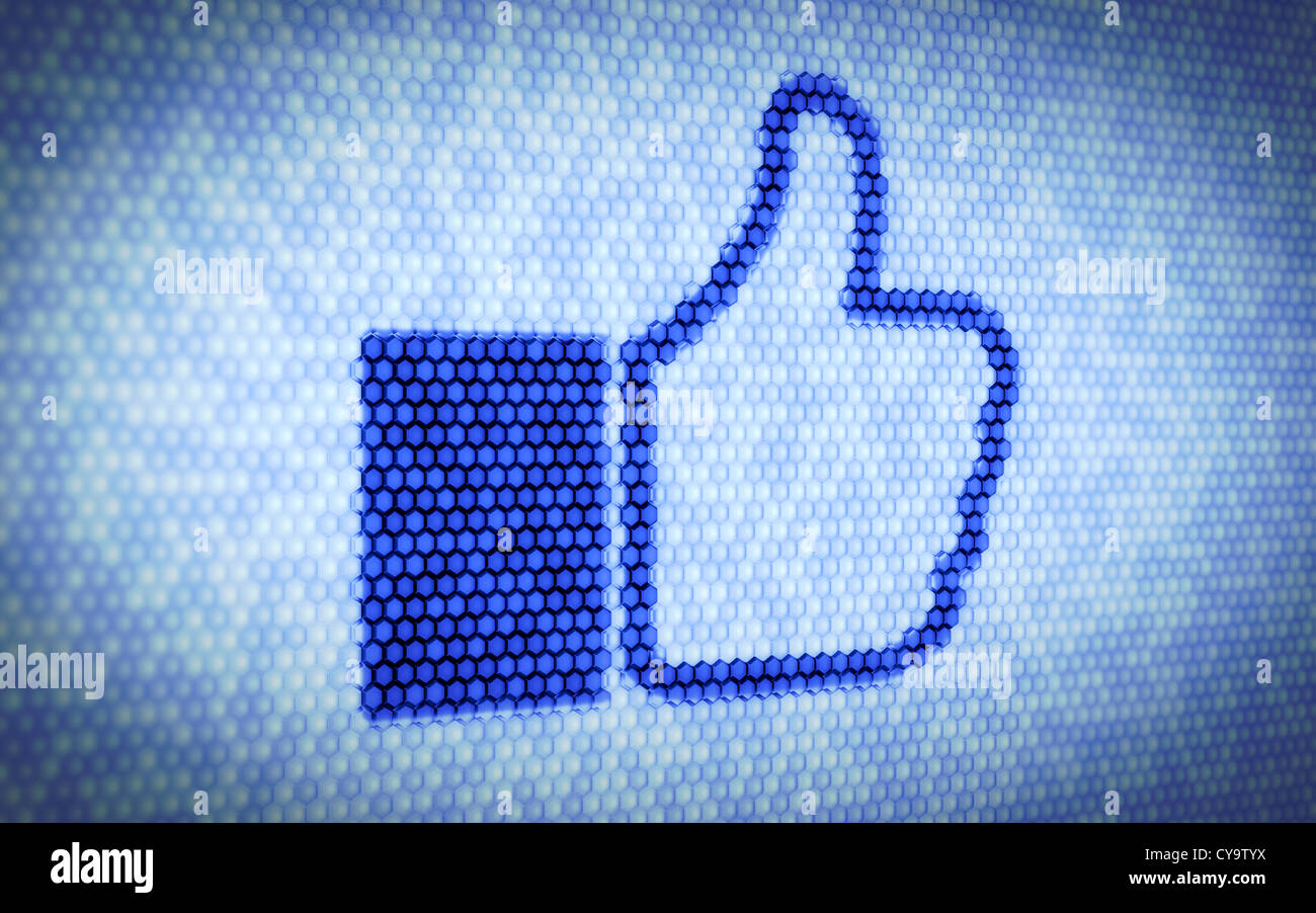 3d illustration of like sign on computer screen Stock Photo - Alamy