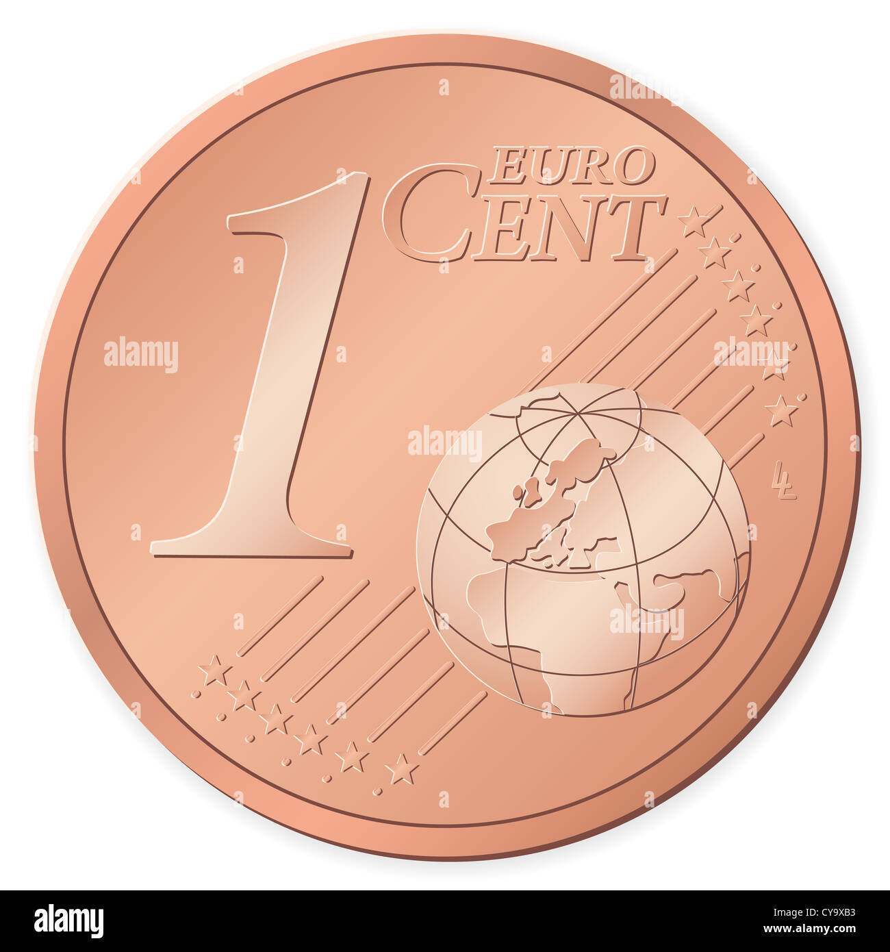 1 euro cent isolated on a white background. Vector illustration Stock ...