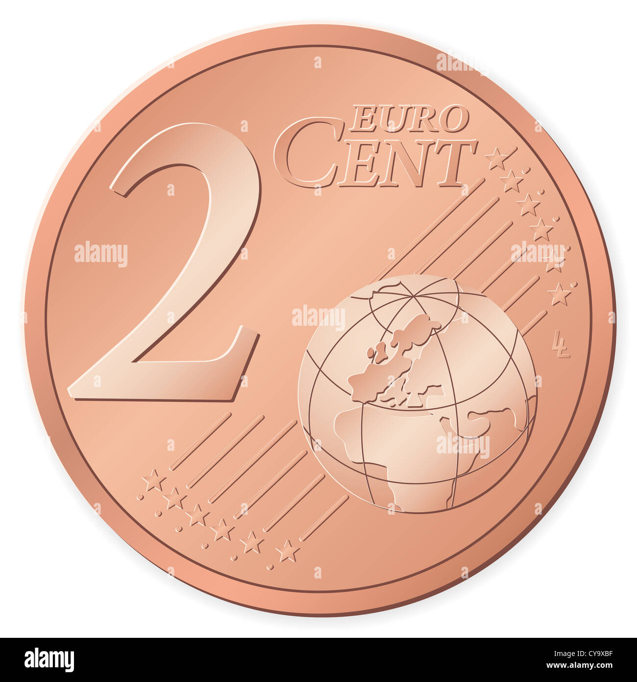 2 euro cent isolated on a white background. Vector illustration Stock ...