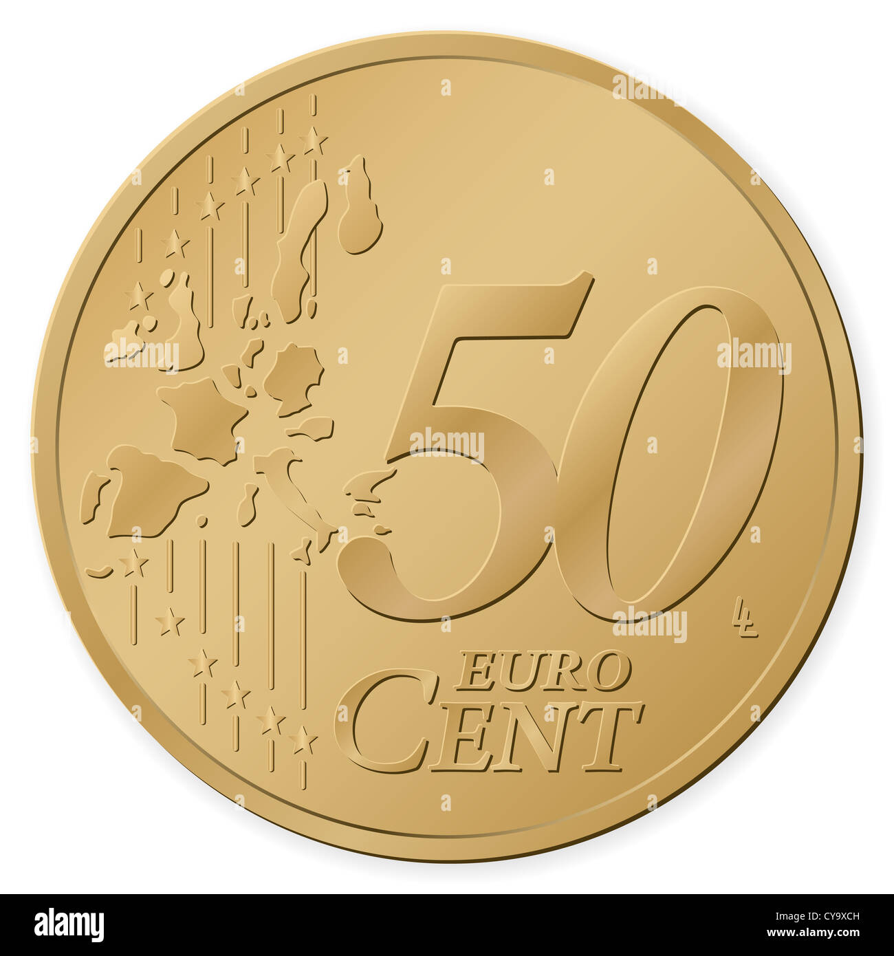 50 euro cent isolated on a white background. Vector illustration Stock ...