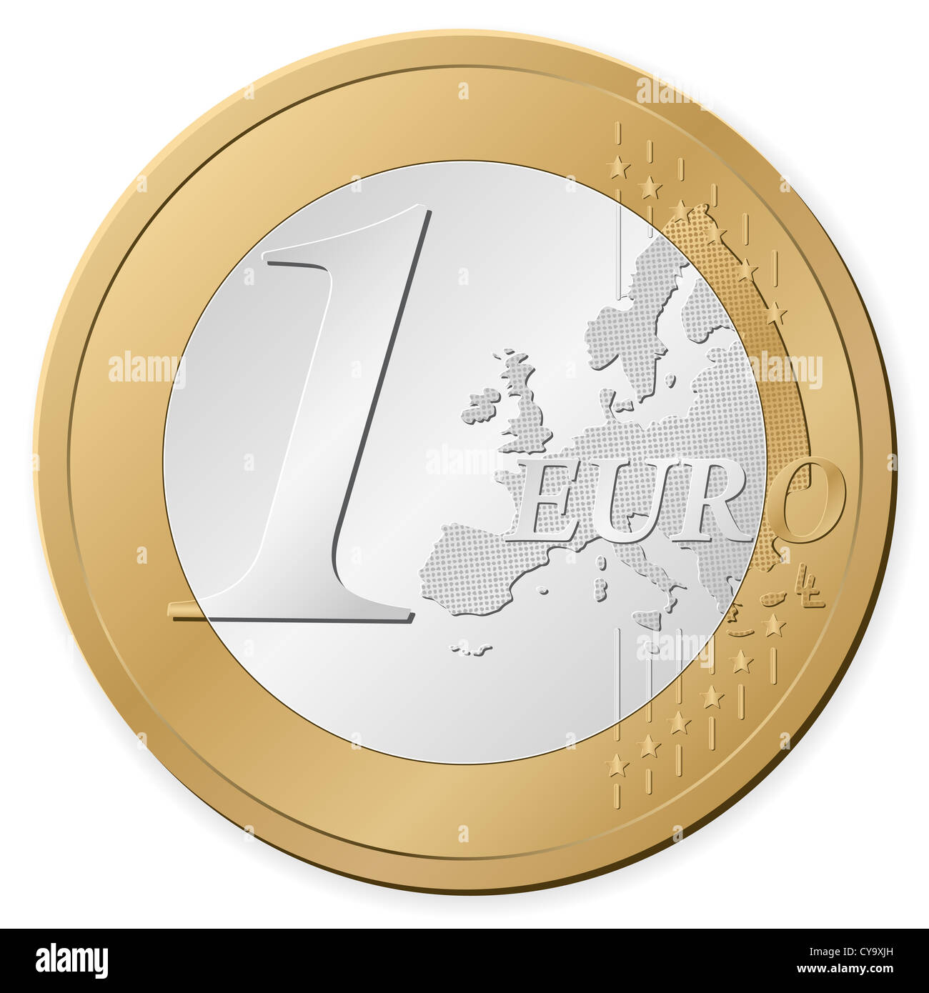 One euro coin isolated on a white background. Vector illustration Stock ...