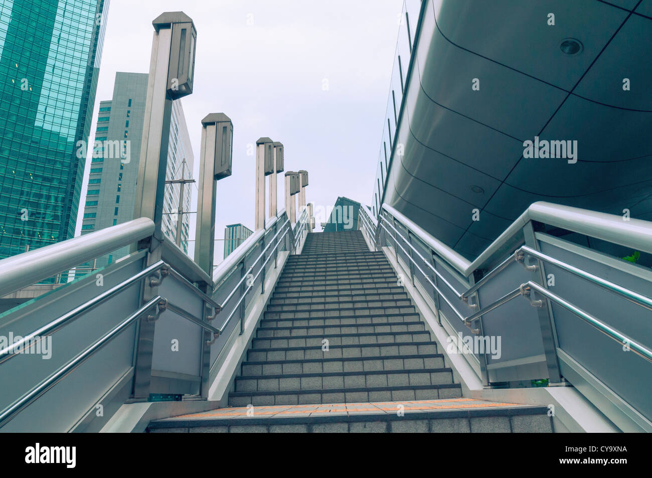 wide stairs exterior between modern skyscrapers Stock Photo - Alamy