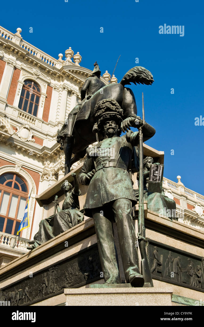 Italy, Piedmont, Turin, statues in front of Carignano palace Stock ...