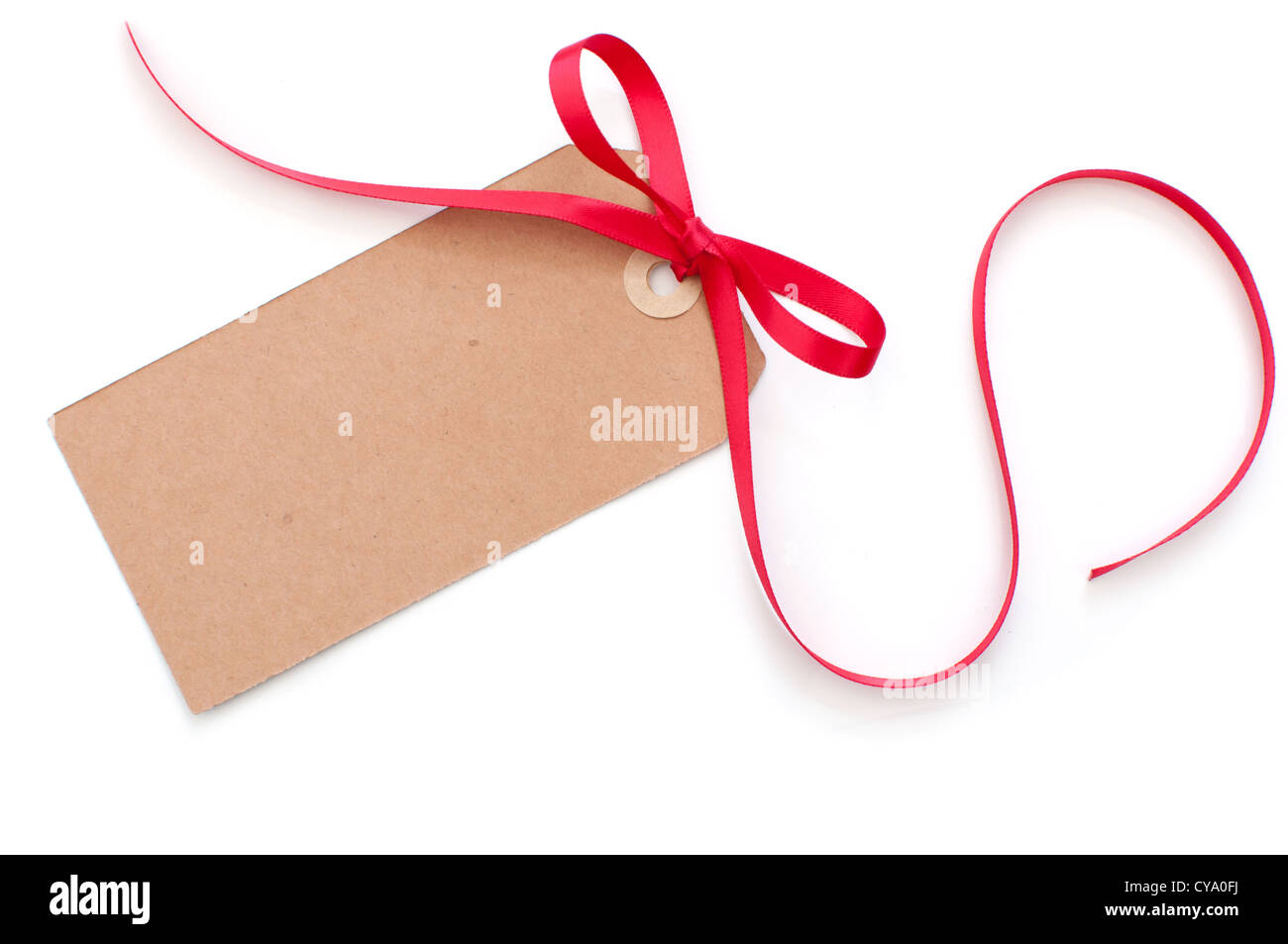 Blank gift tag with red ribbon hi-res stock photography and images - Alamy
