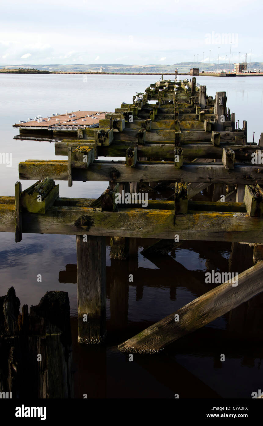 The old wooden pier in Western Harbour, Leith Docks, Edinburgh ...