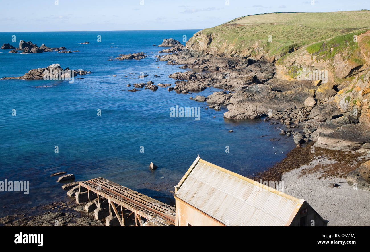 Lifeboat station coastal scenery Lizard Point Cornwall England Stock ...