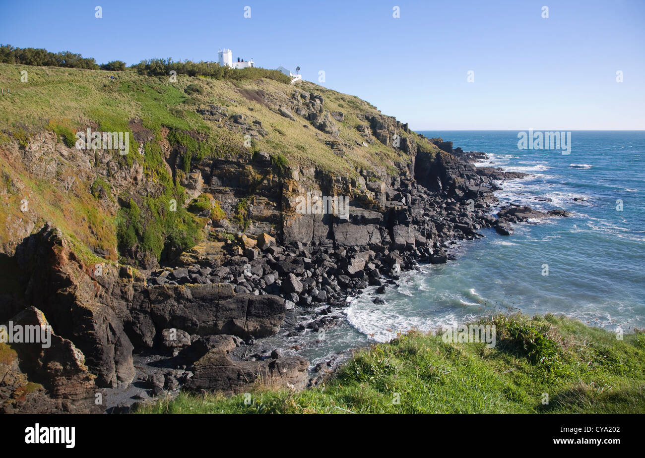 Lighthouse headland coastal scenery Lizard Point, Cornwall, England ...