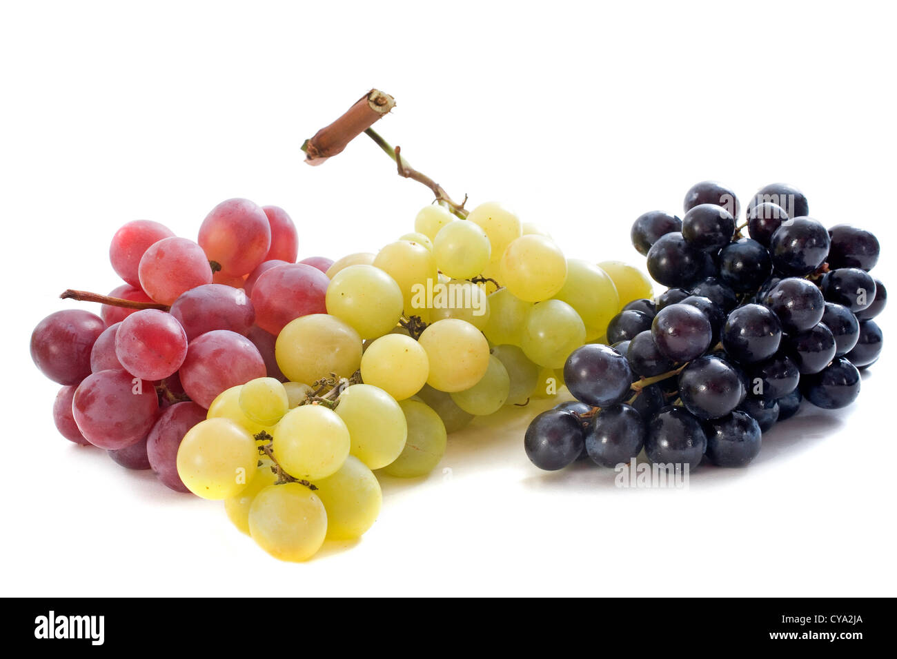 three varieties of grapes in front of white background Stock Photo - Alamy