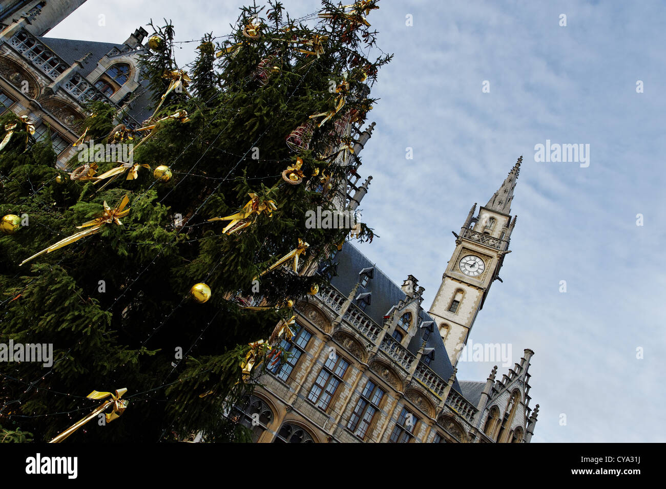 Christmas Tree outside the Old Post Office, Gent Stock Photo - Alamy