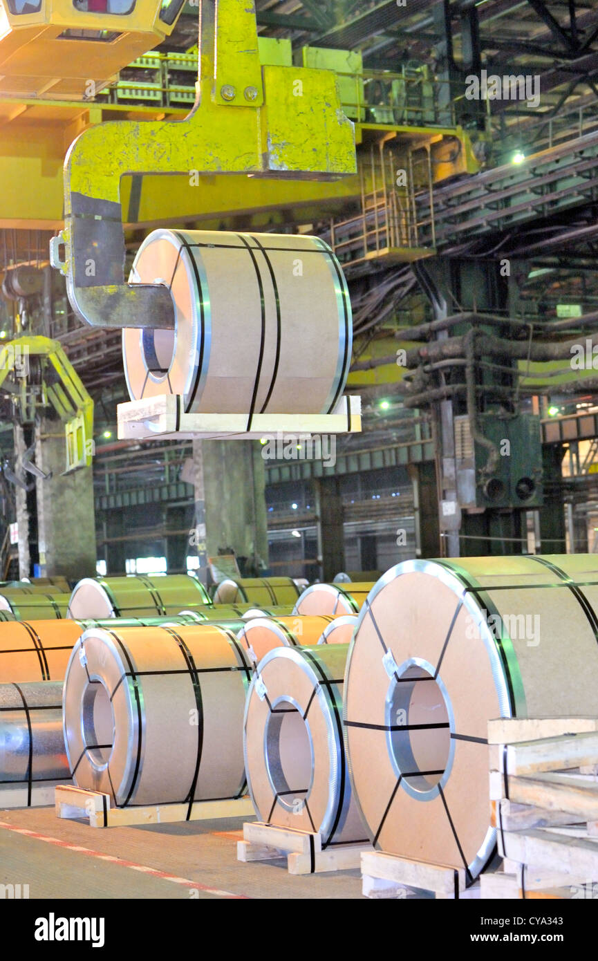 loading of metal on a roll in the plant Stock Photo - Alamy