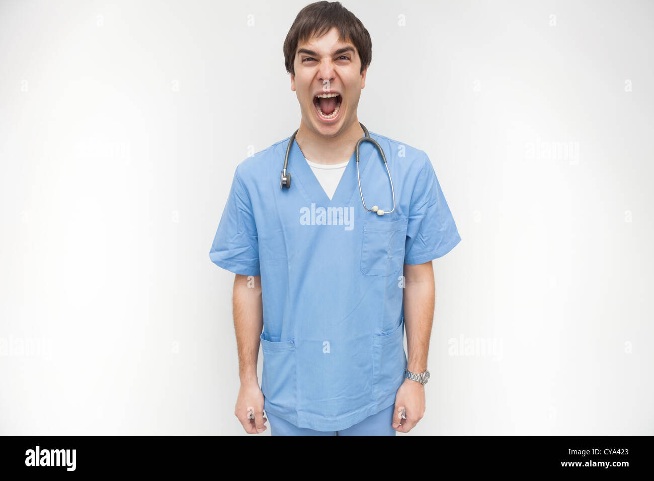 Male nurse is screaming Stock Photo - Alamy