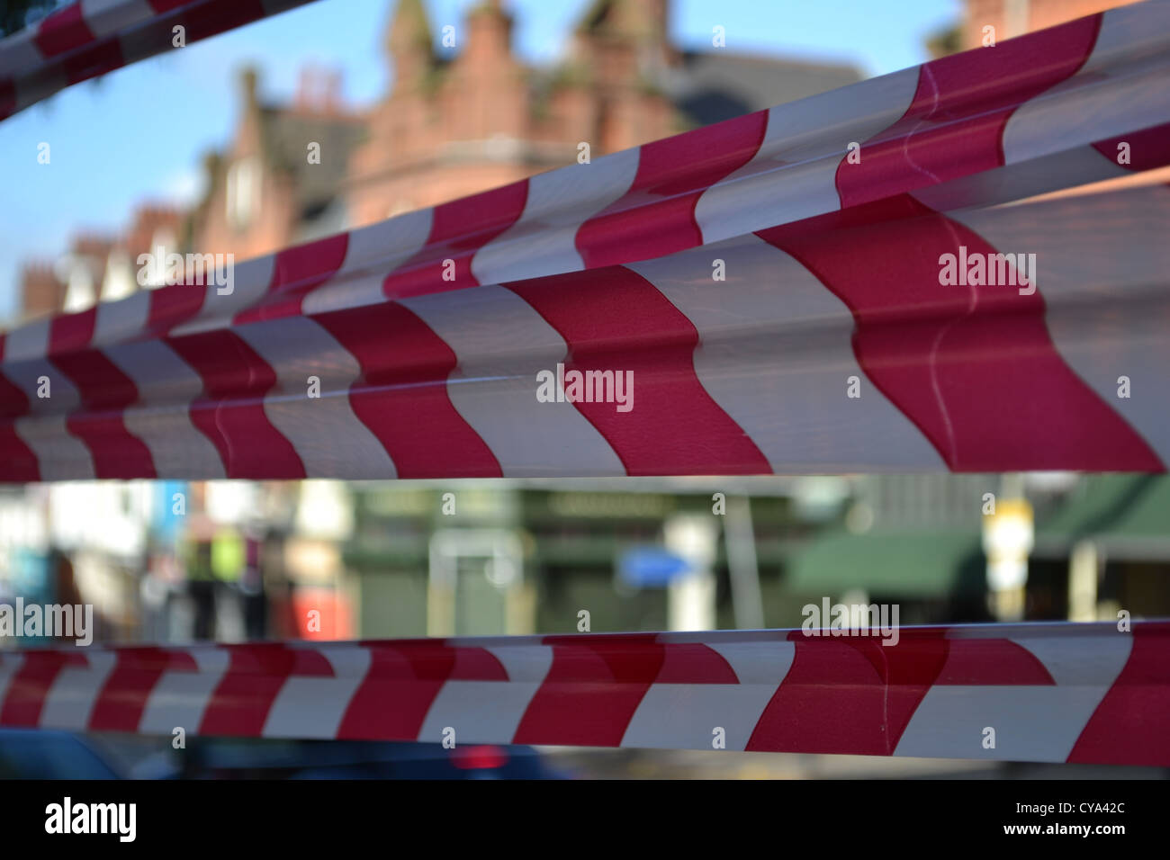 Red and White Safety Barrier Tape Stock Photo - Alamy