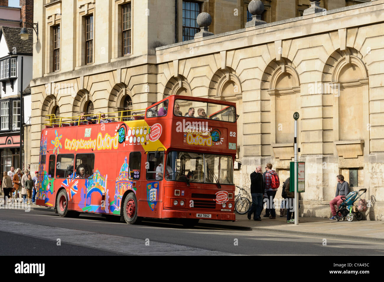 Sightseeing open top double decker tourist bus parked in the High ...