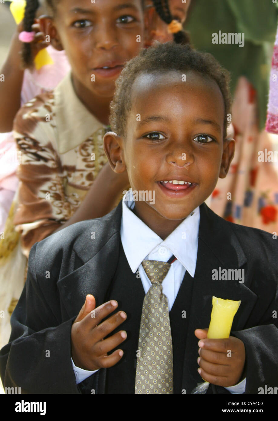 Kids Dressed For Festival Of Mariam Dearit, Keren, Eritrea Stock Photo ...