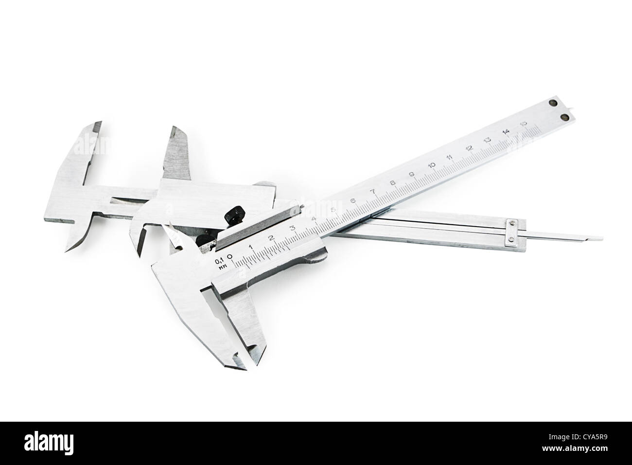 Two measuring instruments - trammels isolated on white background Stock ...